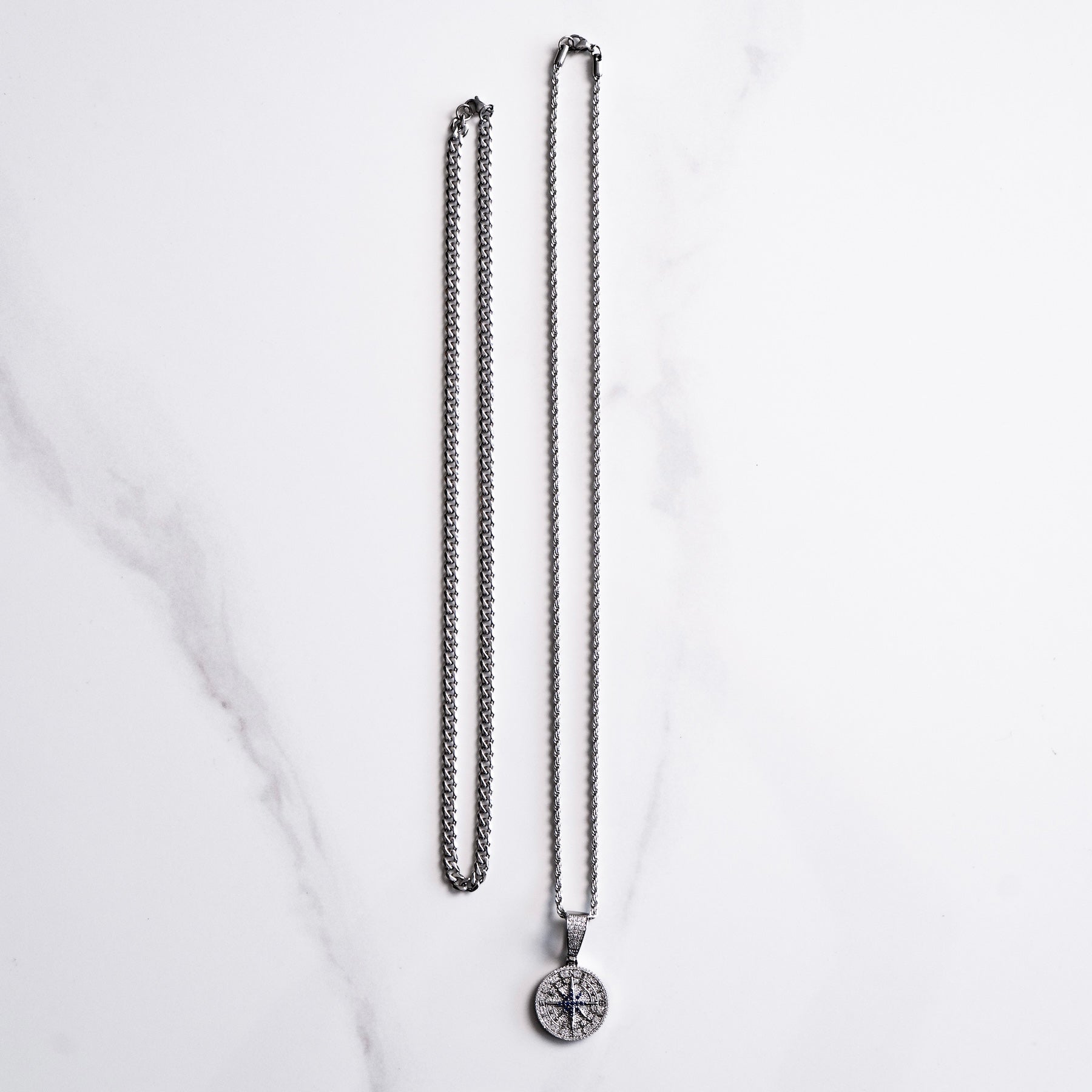 Miami Cuban Link Chain & Compass Pendant Bundle – LUMINARY